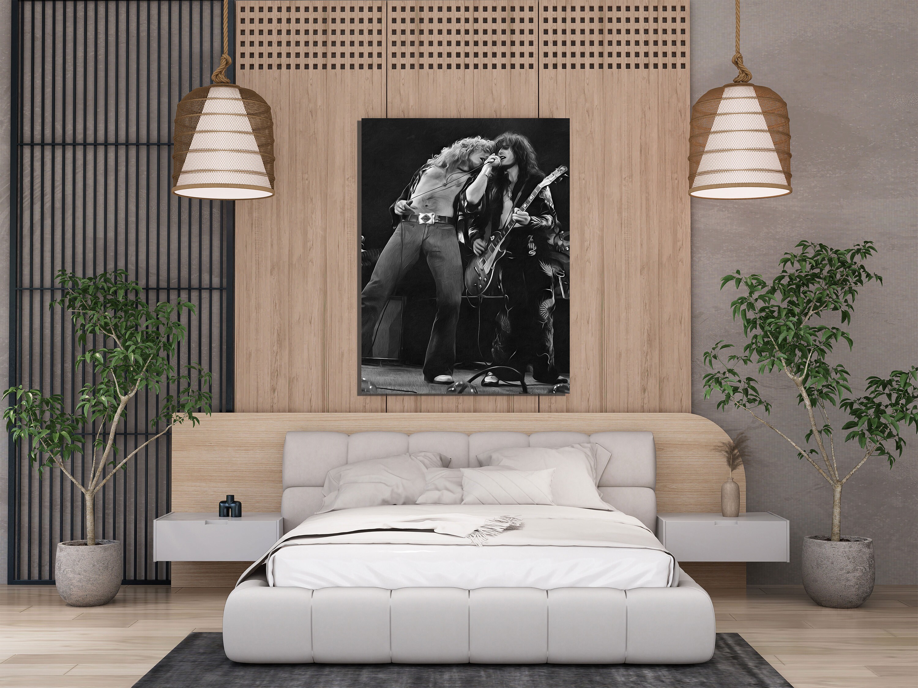 Robert Plant Jimmy Page Art Real Cotton Canvas Print. Frame Ready for ...