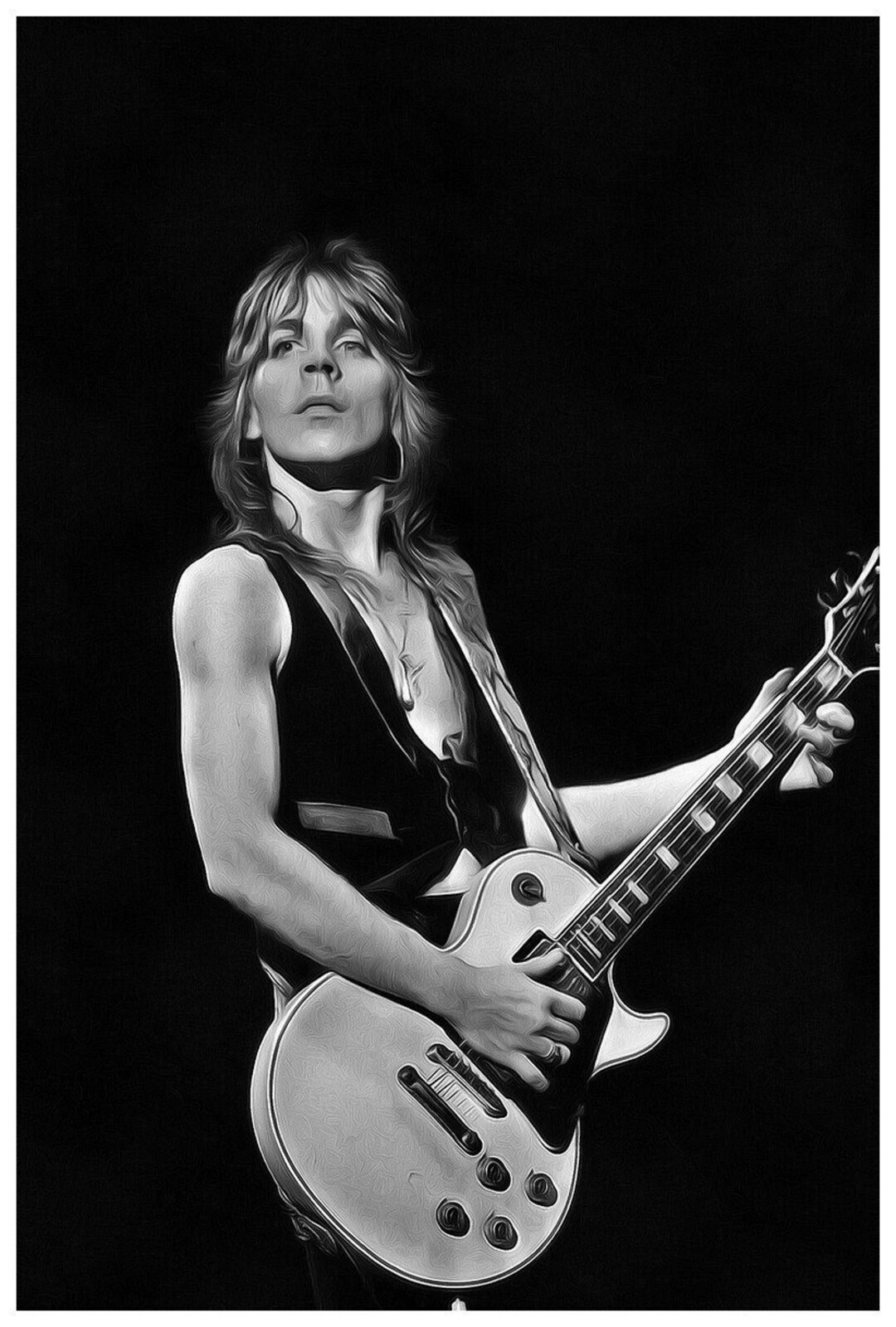 Randy Rhoads Art Real Cotton Canvas Print. Frame Ready for Dorm, Office ...