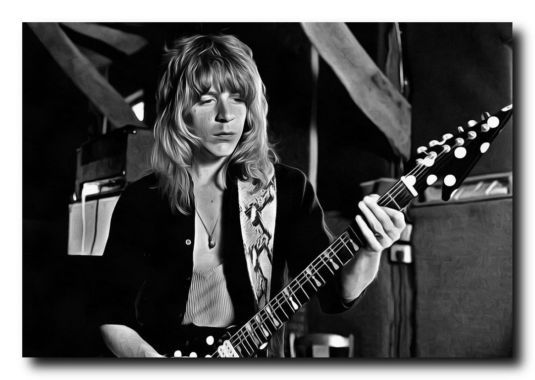 Randy Rhoads Art Real Cotton Canvas Print. Frame Ready for Dorm, Office ...