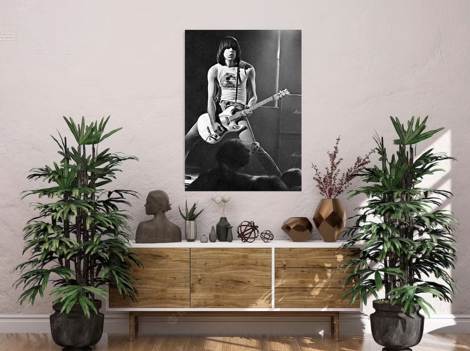 Johnny Ramone Art Real Cotton Canvas Print. Frame Ready for Dorm ...
