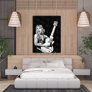 Randy Rhoads Art Real Cotton Canvas Print. Frame Ready for Dorm, Office ...