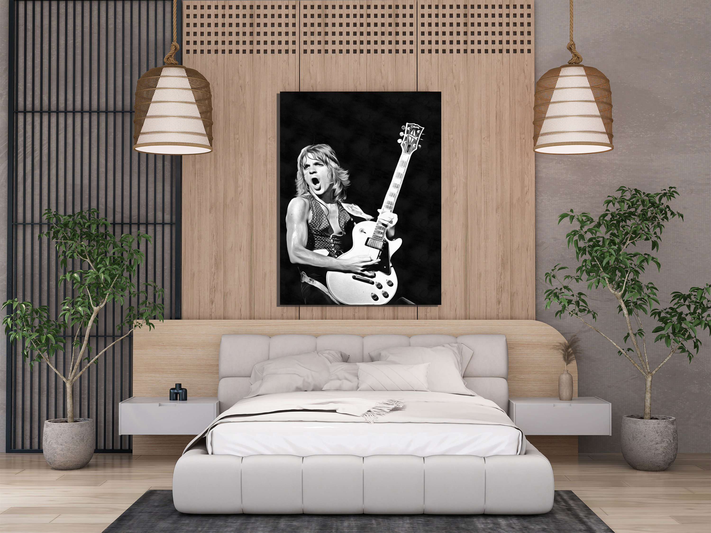 Randy Rhoads Art Real Cotton Canvas Print. Frame Ready for Dorm, Office ...