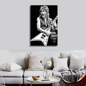 Randy Rhoads Art Real Cotton Canvas Poster Print. Frame Ready for Dorm ...