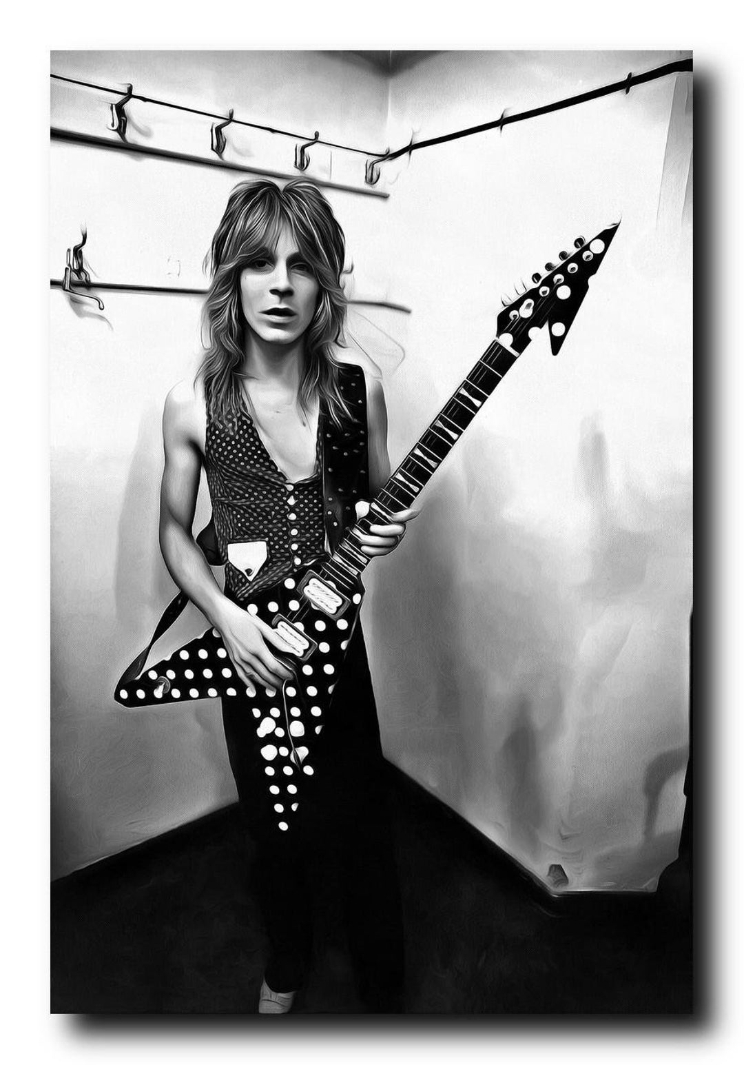 Randy Rhoads Art Real Cotton Canvas Poster Print. Frame Ready for Dorm ...