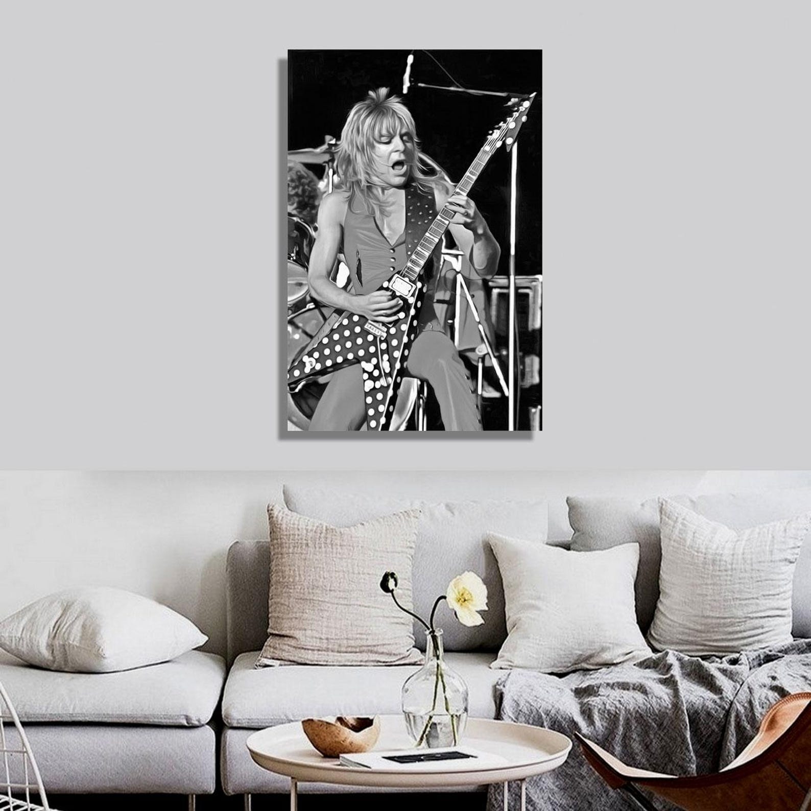 Randy Rhoads Art Real Cotton Canvas Poster Print. Frame Ready for Dorm ...