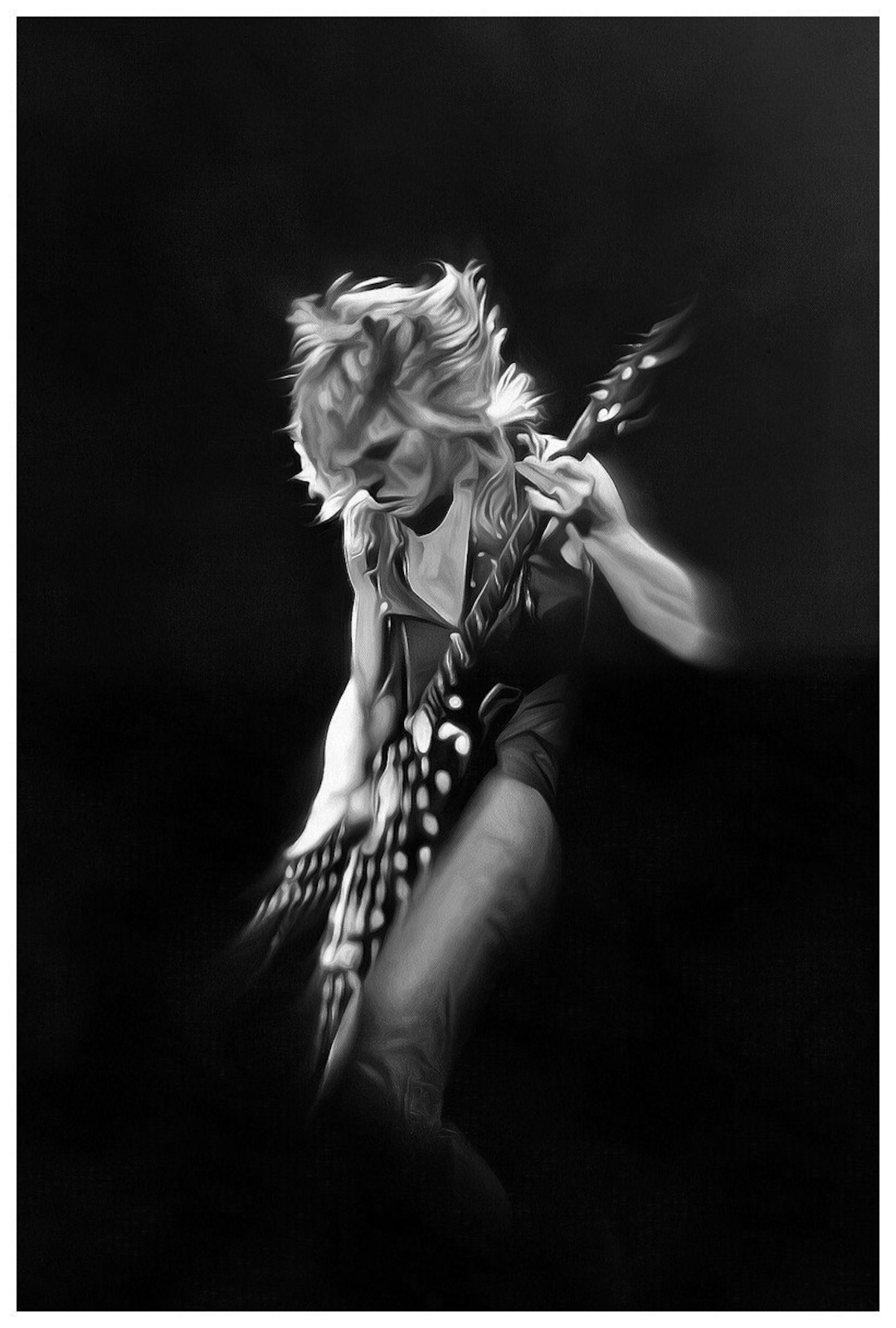 Randy Rhoads Art Real Cotton Canvas Print. Frame Ready for Dorm, Office ...