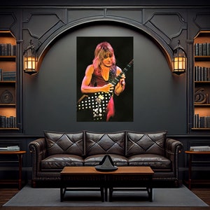Randy Rhoads Art Real Cotton Canvas Print. Frame Ready for Dorm, Office ...