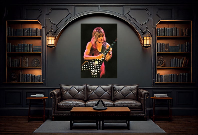 Randy Rhoads Art Real Cotton Canvas Print. Frame Ready for Dorm, Office ...