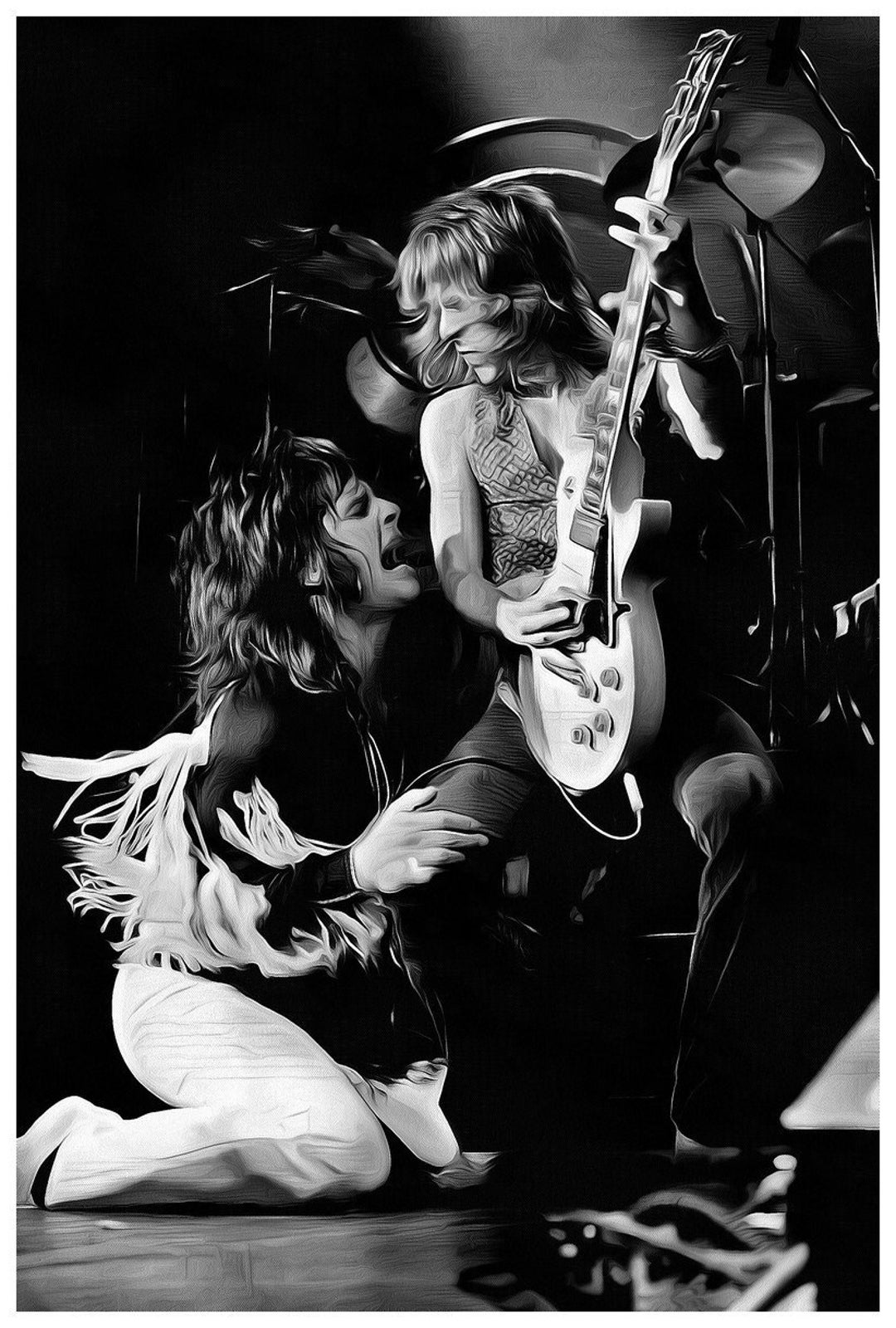 Randy Rhoads Ozzy Osbourne Art Real Cotton Canvas Print. Frame Ready ...