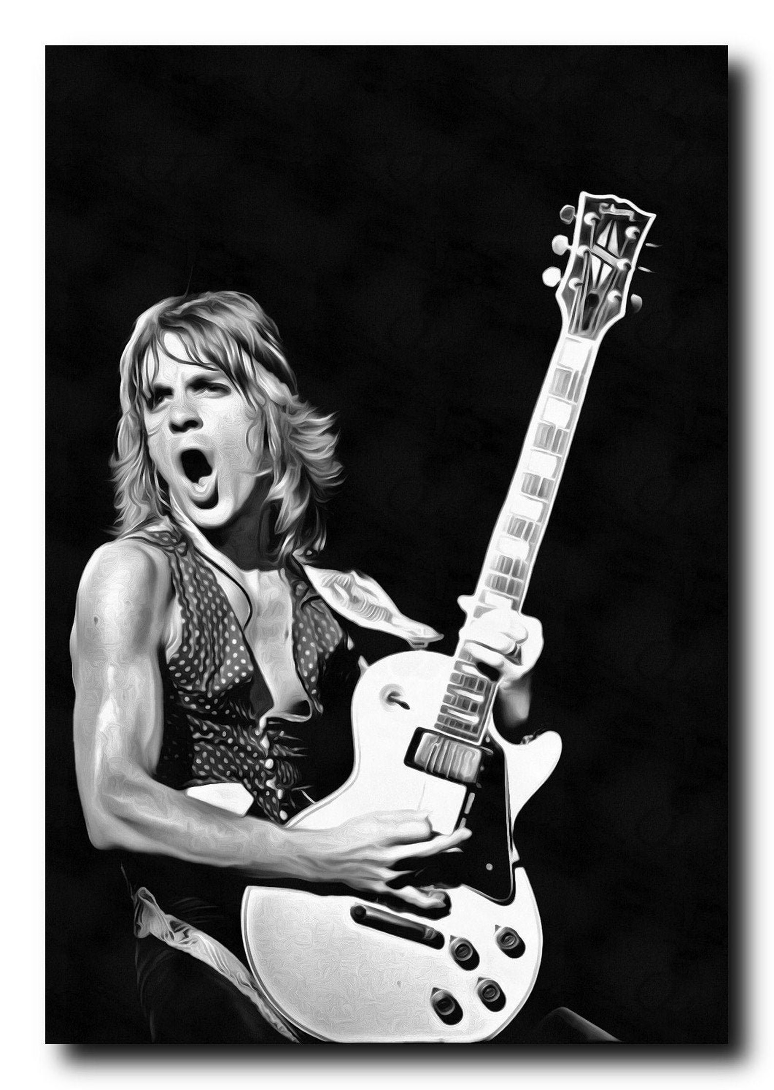 Randy Rhoads Art Real Cotton Canvas Print. Frame Ready for Dorm, Office ...