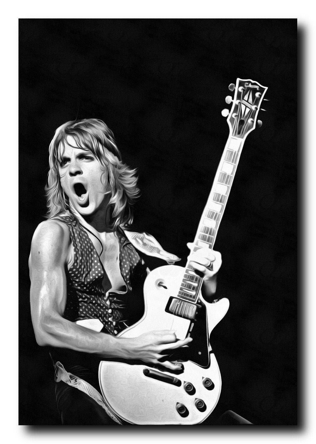 Randy Rhoads Art Real Cotton Canvas Print. Frame Ready for Dorm, Office ...