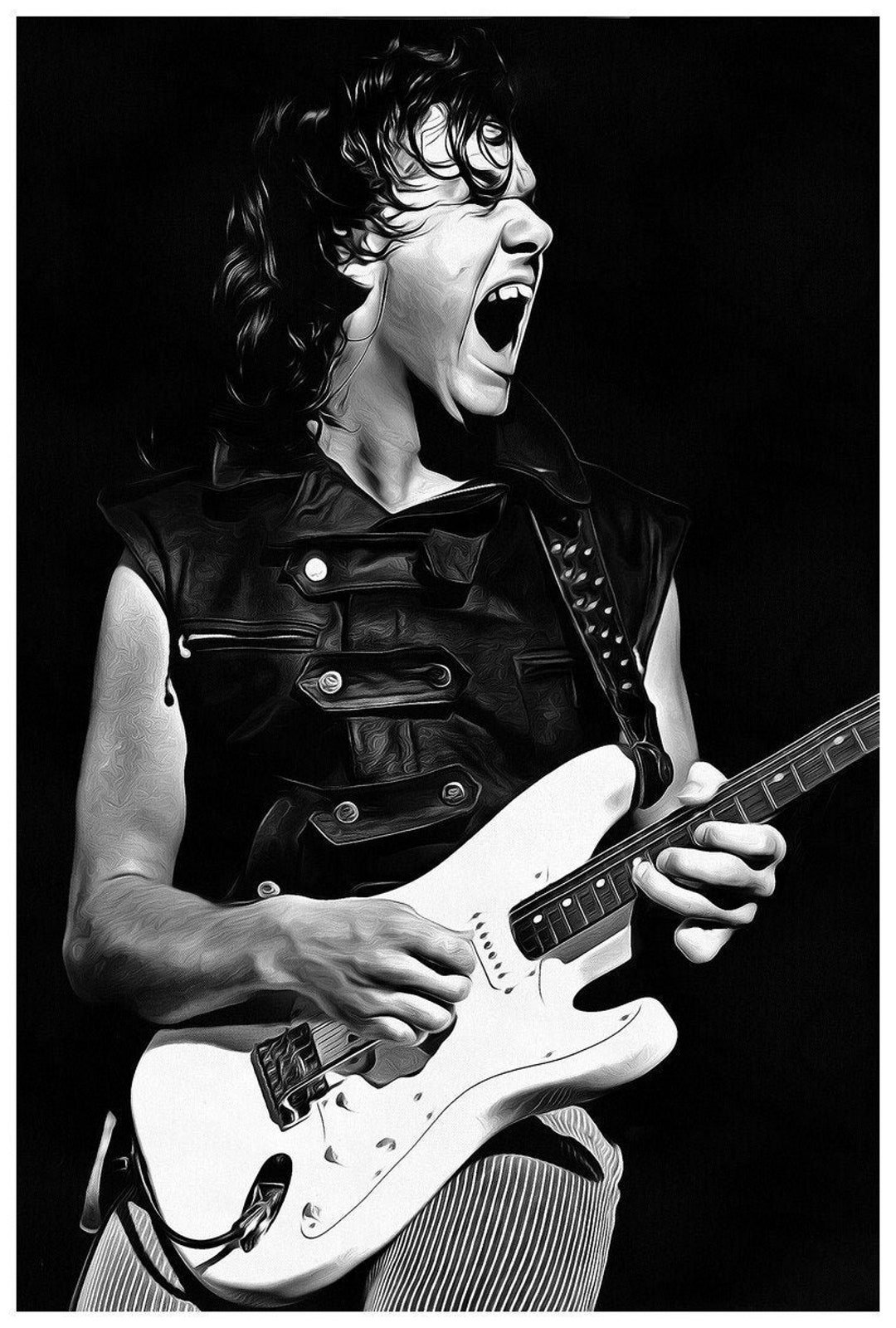 Gary Moore Art Print, Cotton Canvas, Digital Paint Brush Style - Etsy