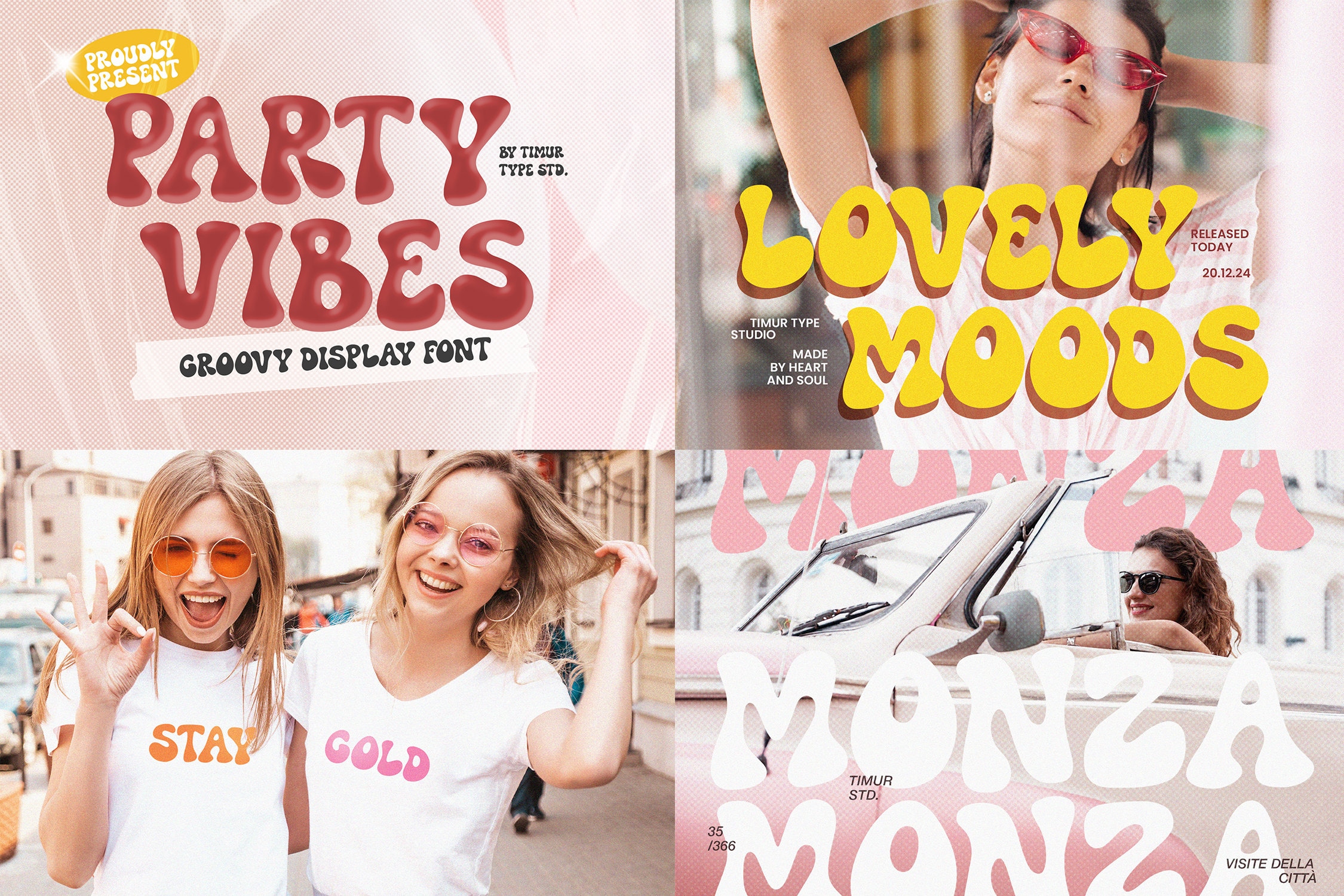 Vol.2 Display Font Bundle Groovy Font, Retro Font, 90s Font, 80s ...