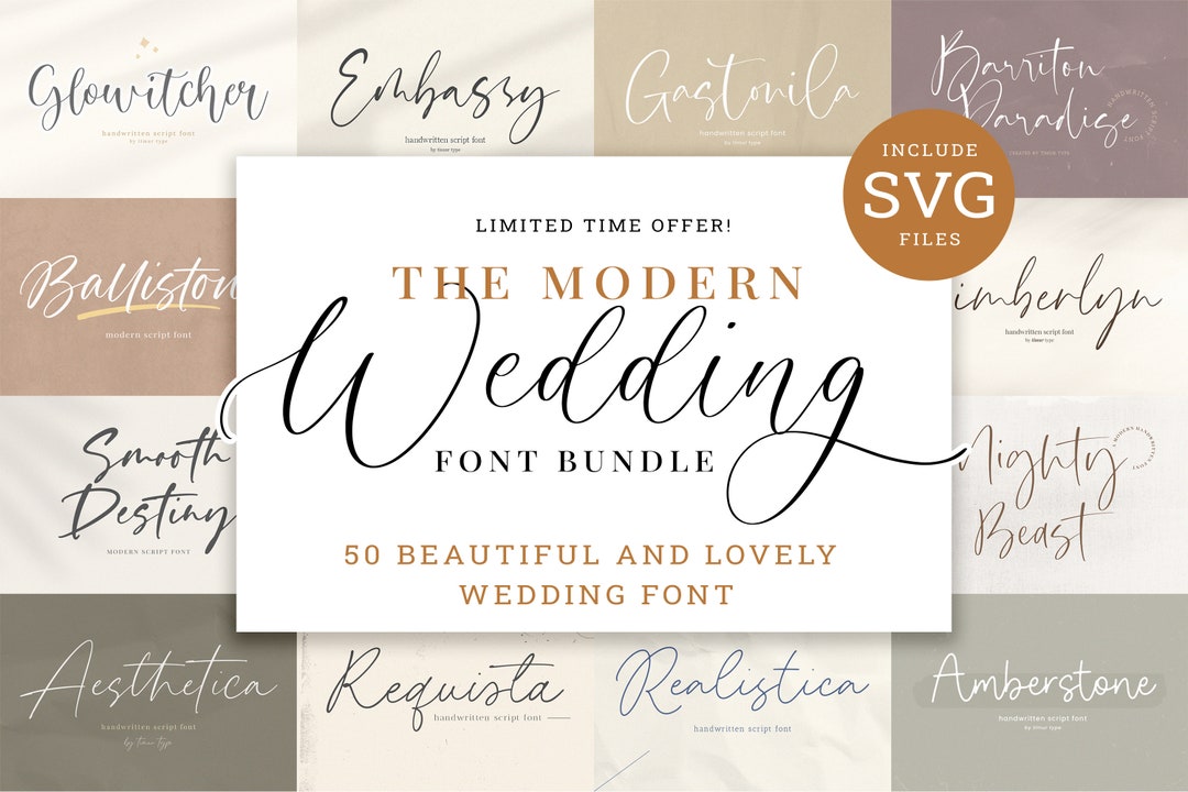 Wedding Font Bundle Elegant Handwritten Script Calligraphy Fonts for ...