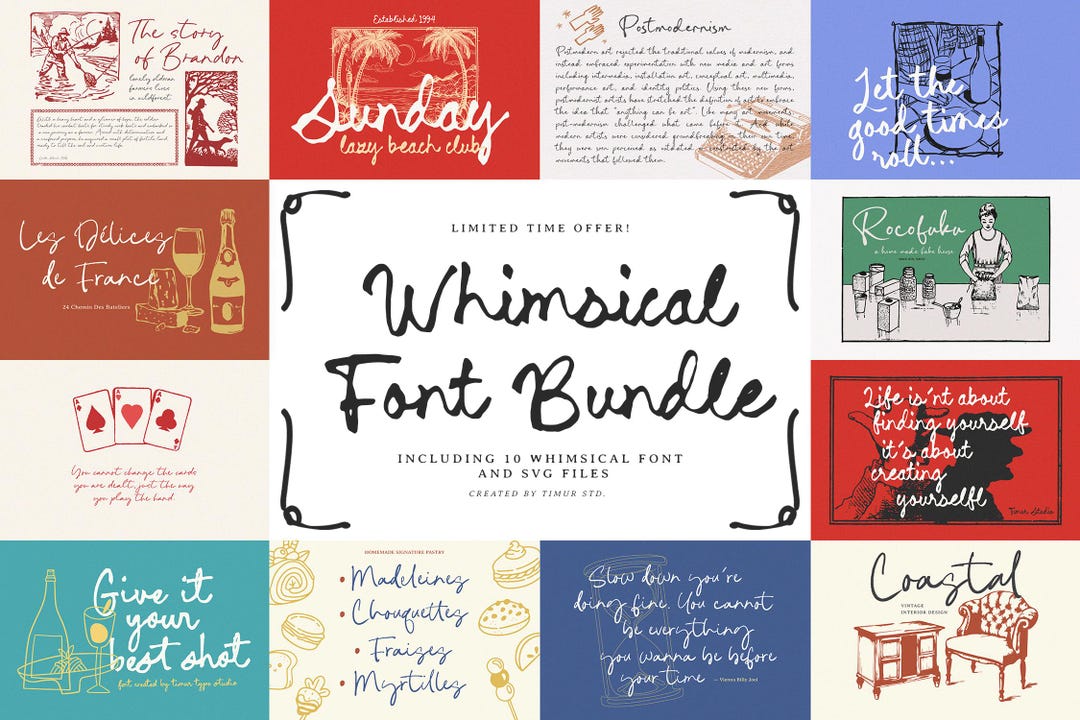 Whimsical Font Bundle Handwritten Wedding Script Font for Invitations ...
