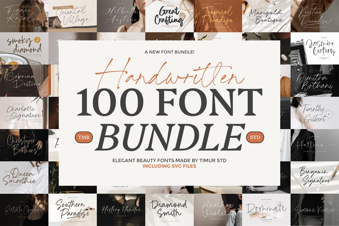 100 Font Bundle - Elegant Script Fonts, Handwritten Font, Wedding Font ...