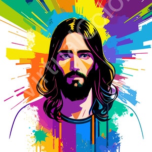 Colorful Jesus Color Splash Painting Style Design, Vector, Christian ...