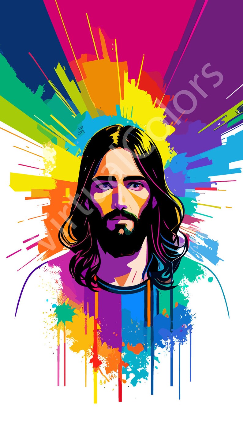 Colorful Jesus Color Splash Painting Style Design, Vector, Christian ...