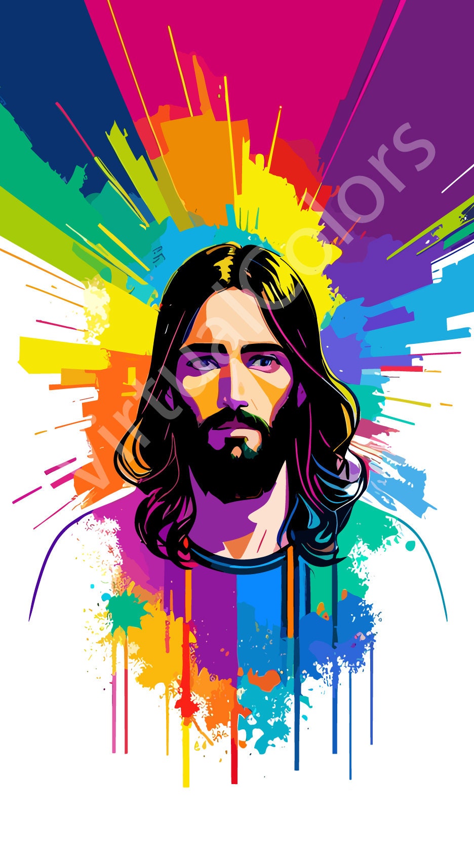 Colorful Jesus Color Splash Painting Style Design, Vector, Christian ...