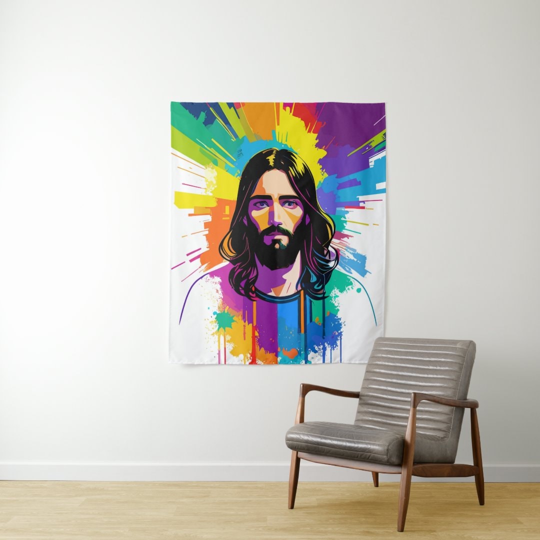 Colorful Jesus Color Splash Painting Style Design, Vector, Christian ...