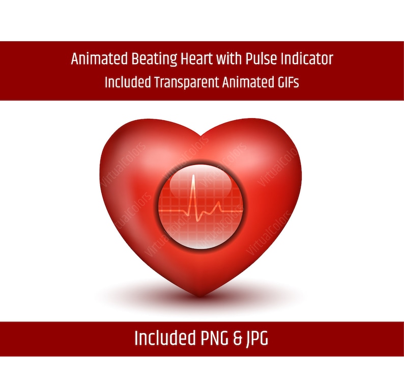 Animated Beating 3D Heart With Pulse, Gif, Animated,icon,medical,love ...