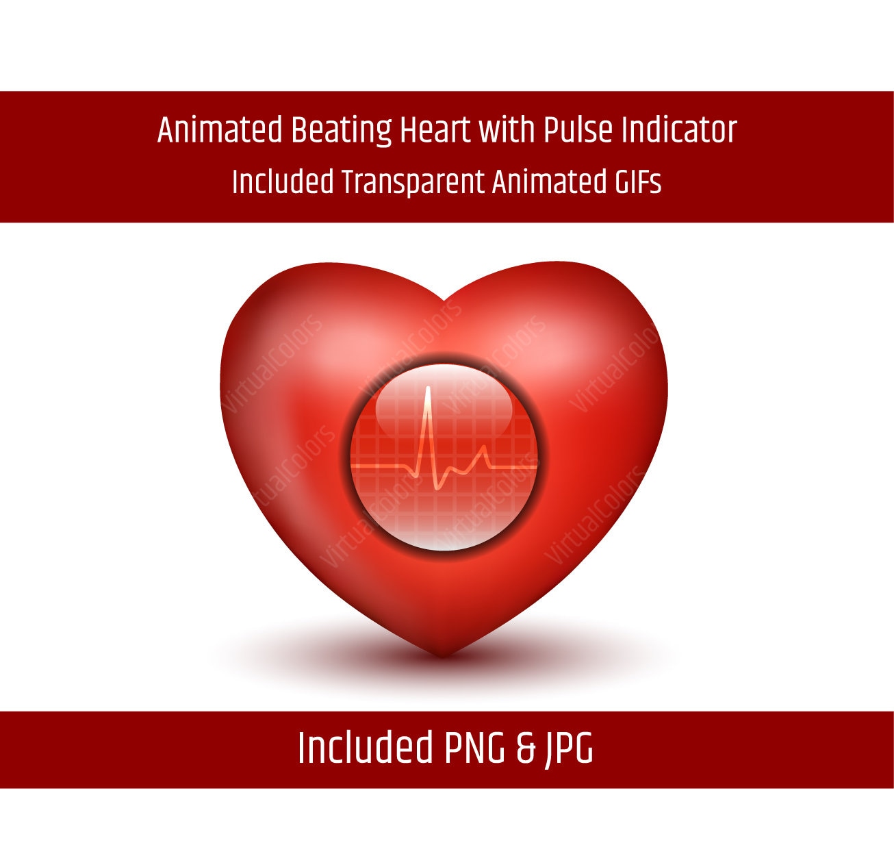 Animated Beating 3d Heart With Pulse Animated Icon Medical Love