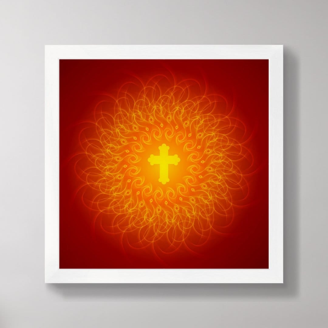 Holly Cross on Fire Mandala Background, Cross, Jesus, Christian ...