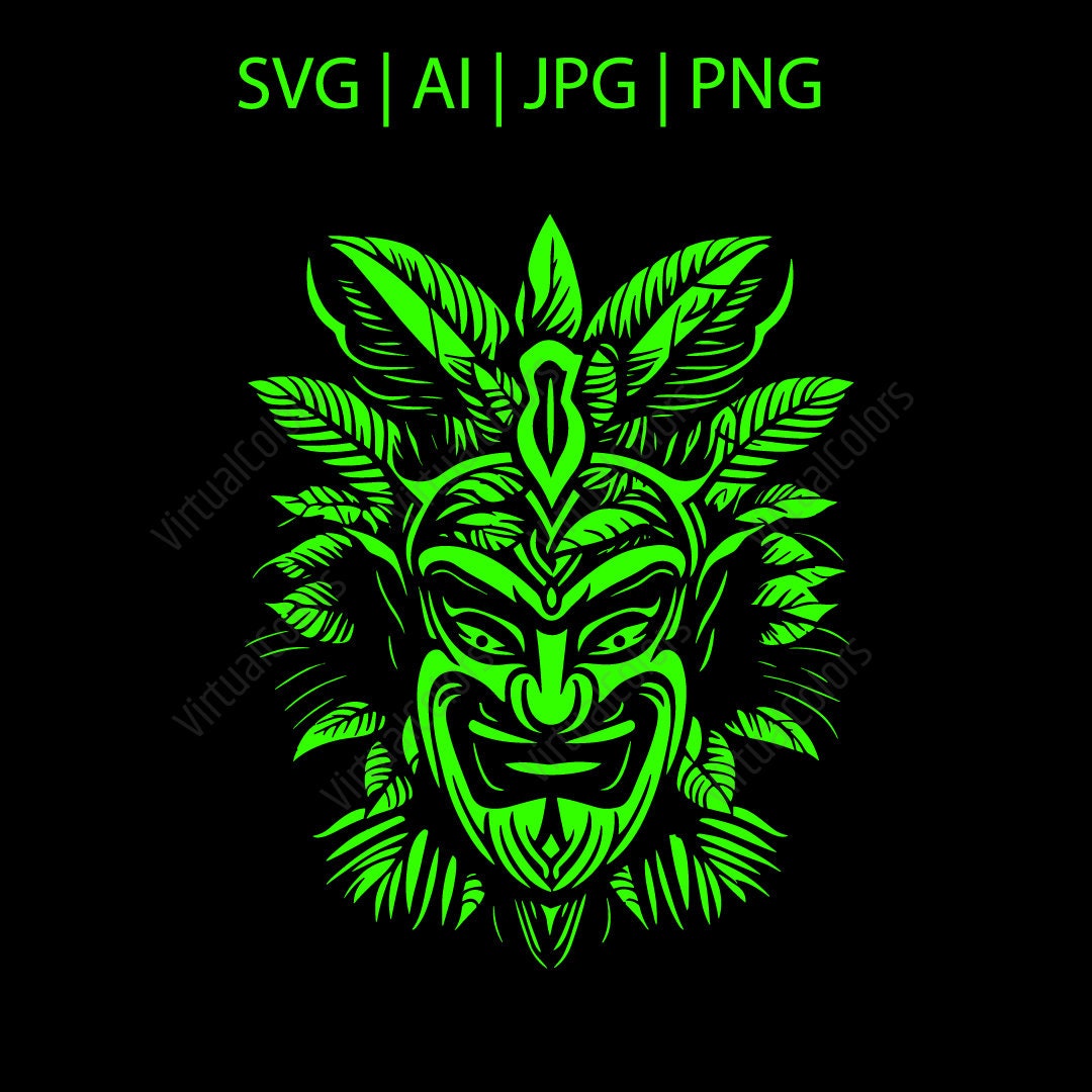 Tiki Mask Svg,joker SVG, African Clipart, Tiki Cut File, Fantasy Svg ...