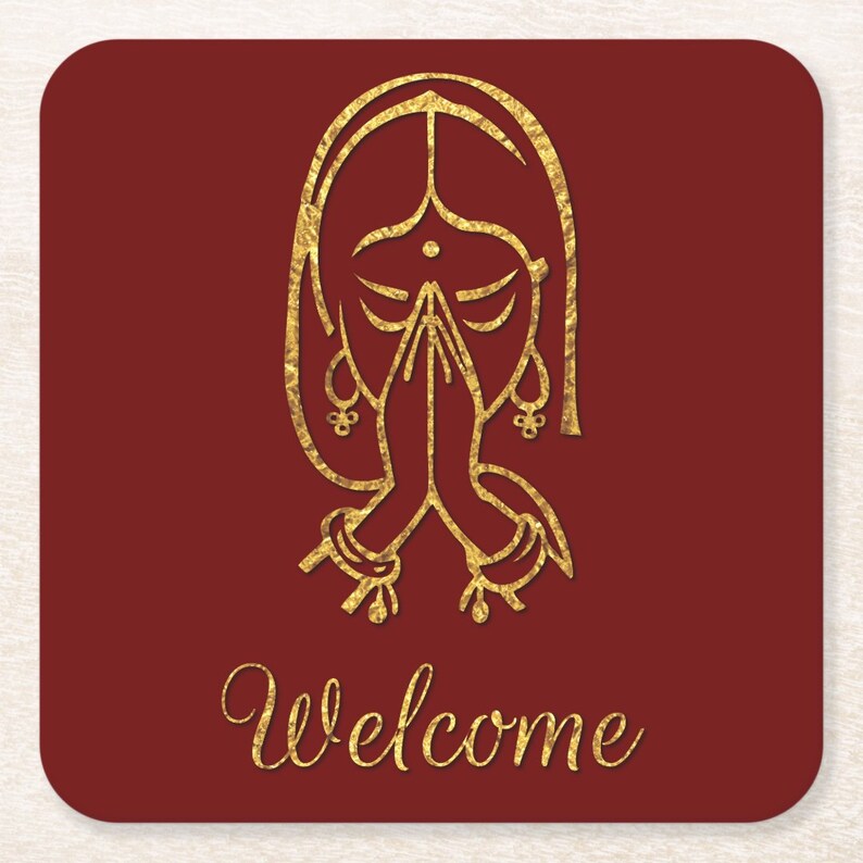 Welcome Namaste Golden Sign, Traditional Indian Lady, Hinduism, Welcome ...