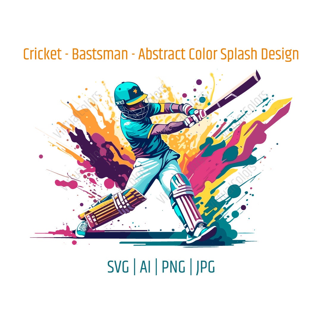 Cricket Batsman Abstract Color Splash Design, Cricket, Batsman, Sports ...