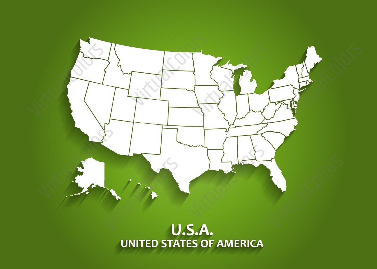 United States of America Map, Green,map,svg,vector,travel,tourism ...