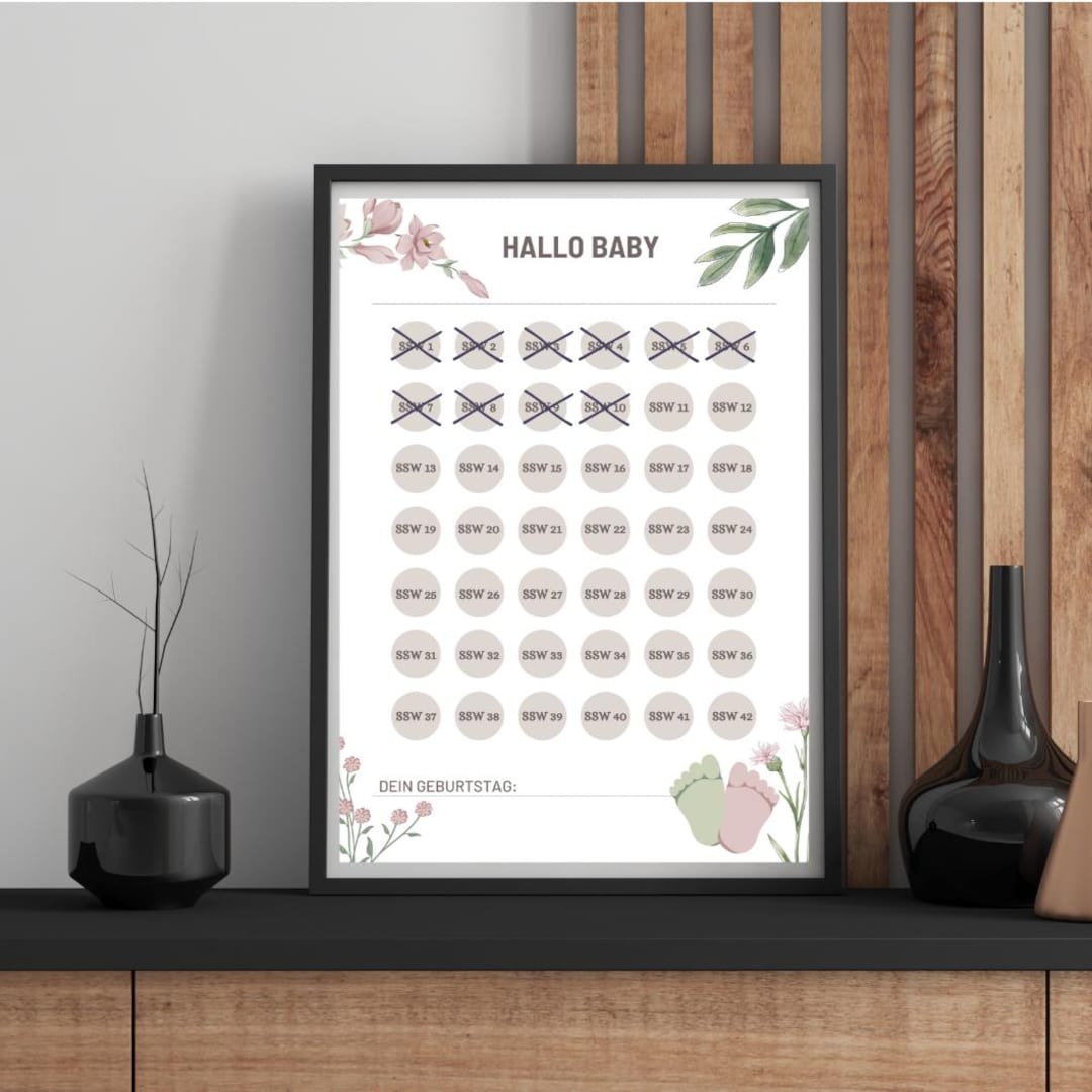 Birthday Countdown Poster Check-off Calendar Until the Due Date ...