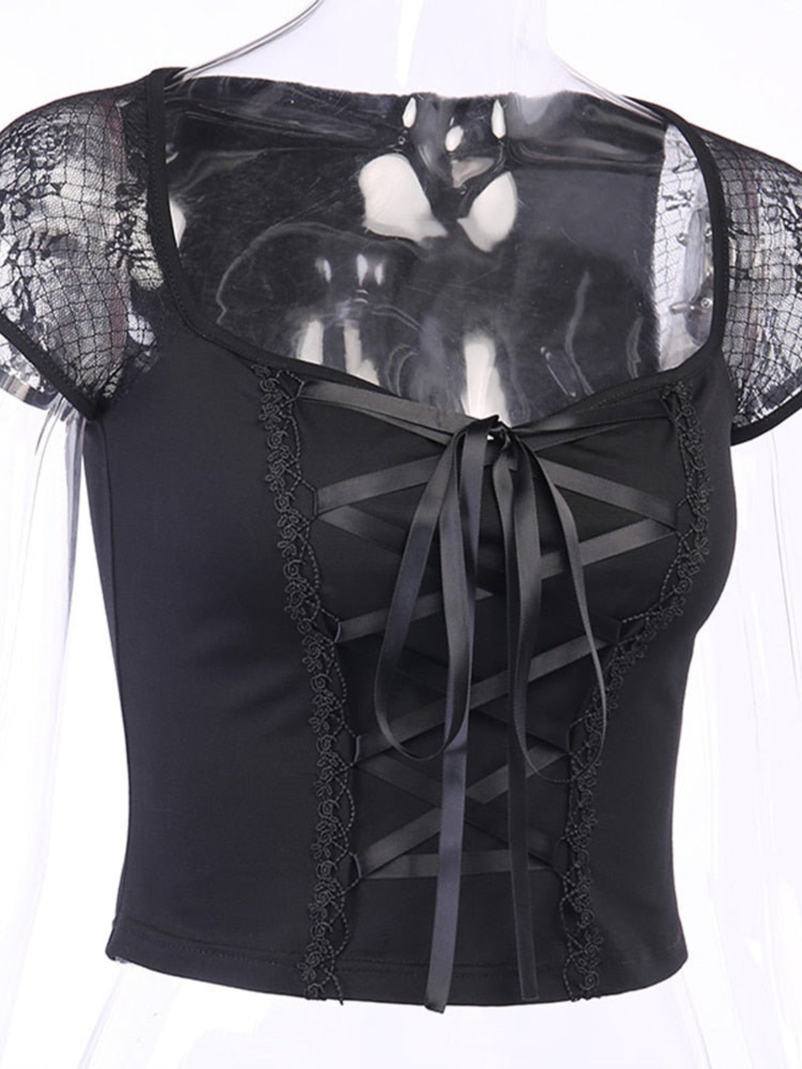 Goth Style Lace up Top - Etsy UK