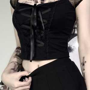 Goth Style Lace up Top - Etsy UK
