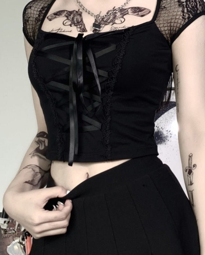 Goth Style Lace up Top - Etsy UK