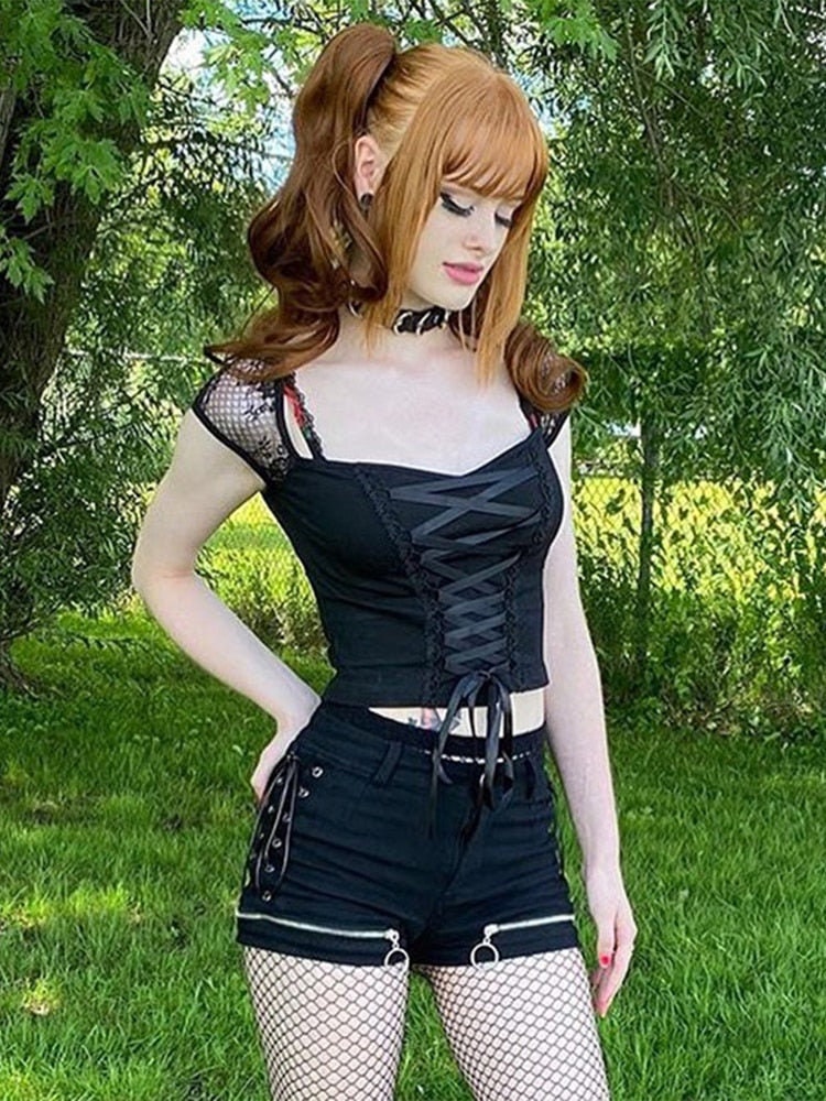 Goth Style Lace up Top - Etsy UK