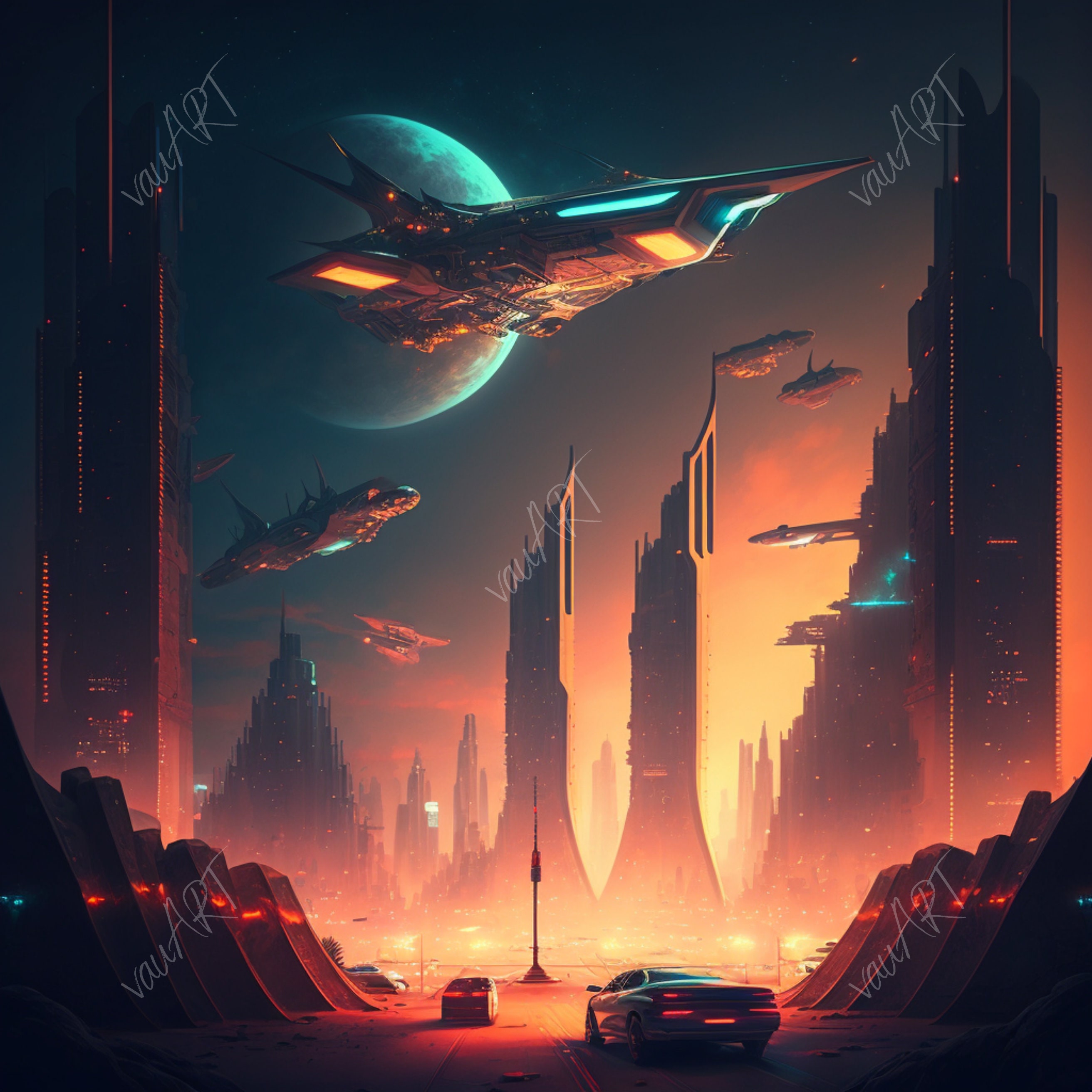Metropolis Retro Futurism Digital Art AI Generate Art - Etsy
