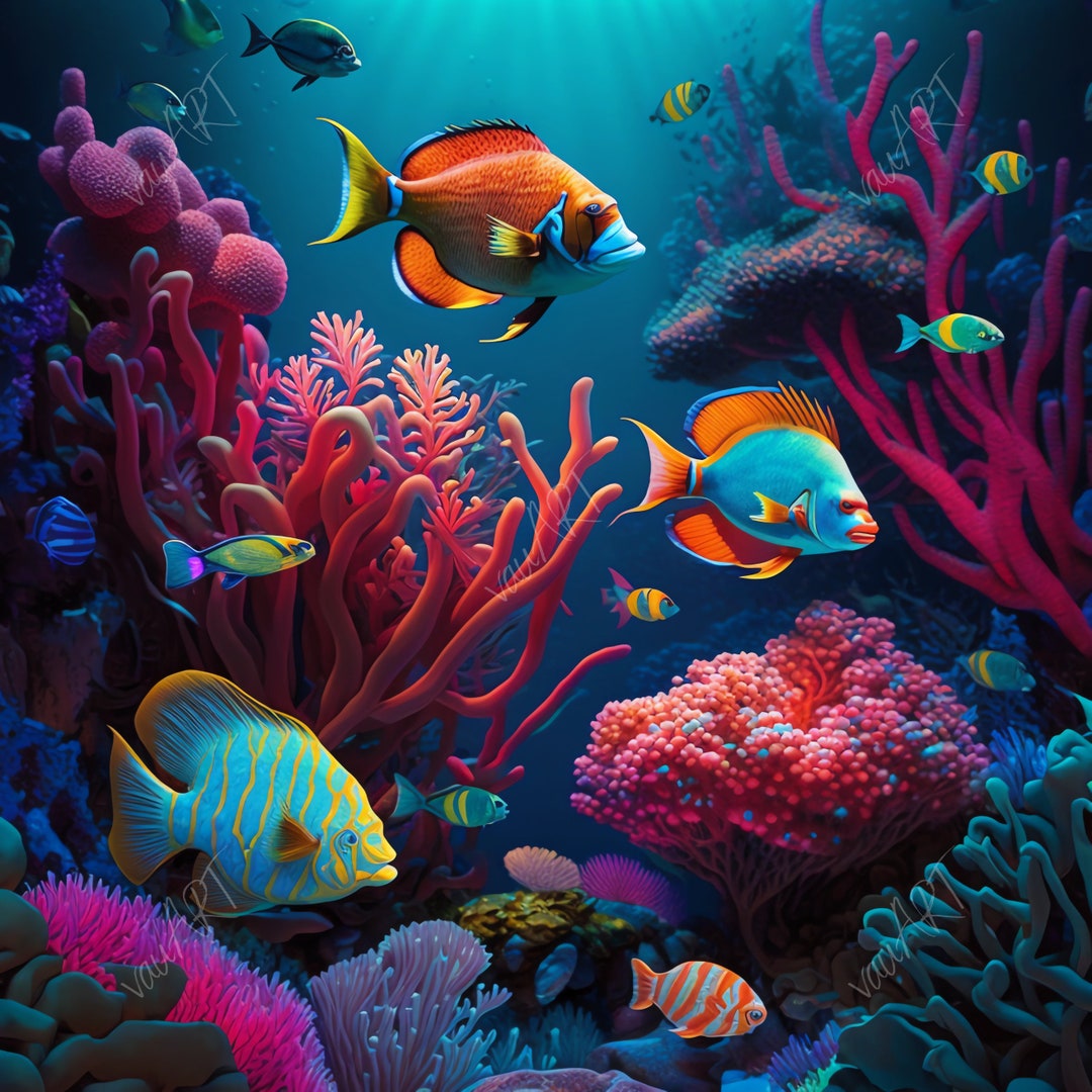 Underwater Illustration Digital Art AI Generate Art AI Art Print Ai ...