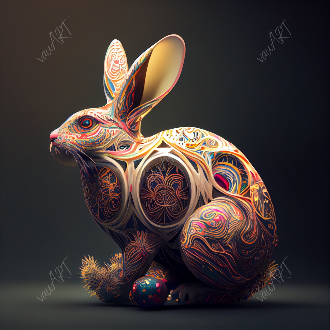 Easter Bunny Surrealism Digital Art AI Generate Art AI - Etsy