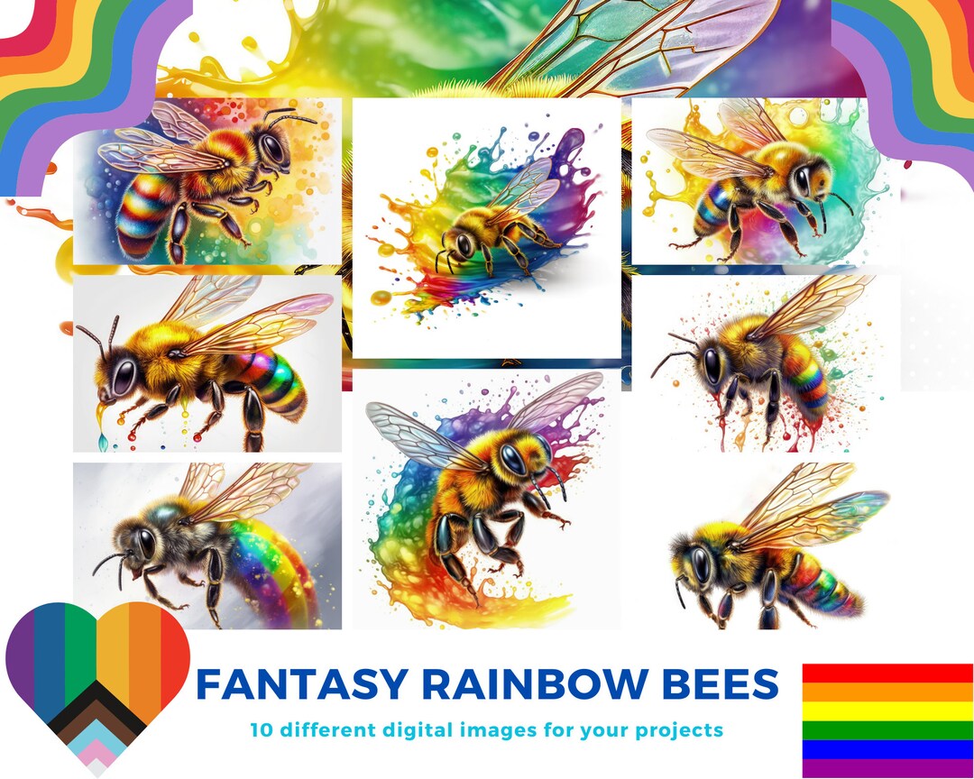 LGBTQ Bees Honeybees Rainbow Colors Clip Art - Pride Gay Lesbian ...