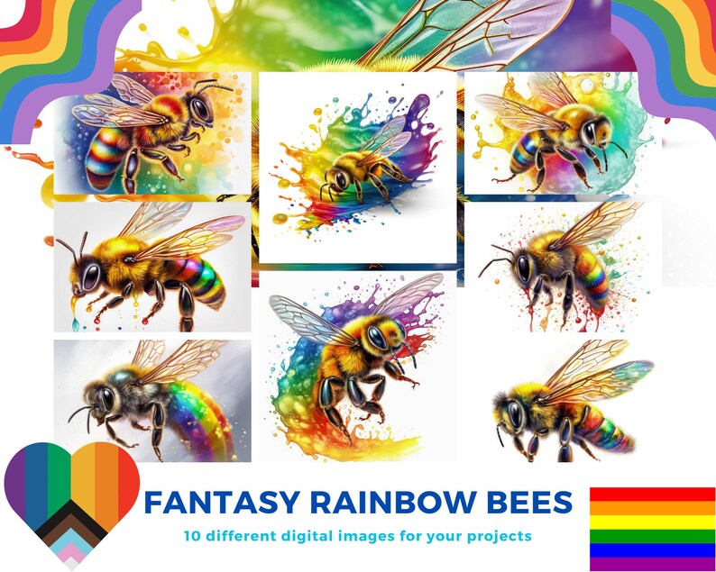 LGBTQ Bees Honeybees Rainbow Colors Clip Art - Pride Gay Lesbian ...
