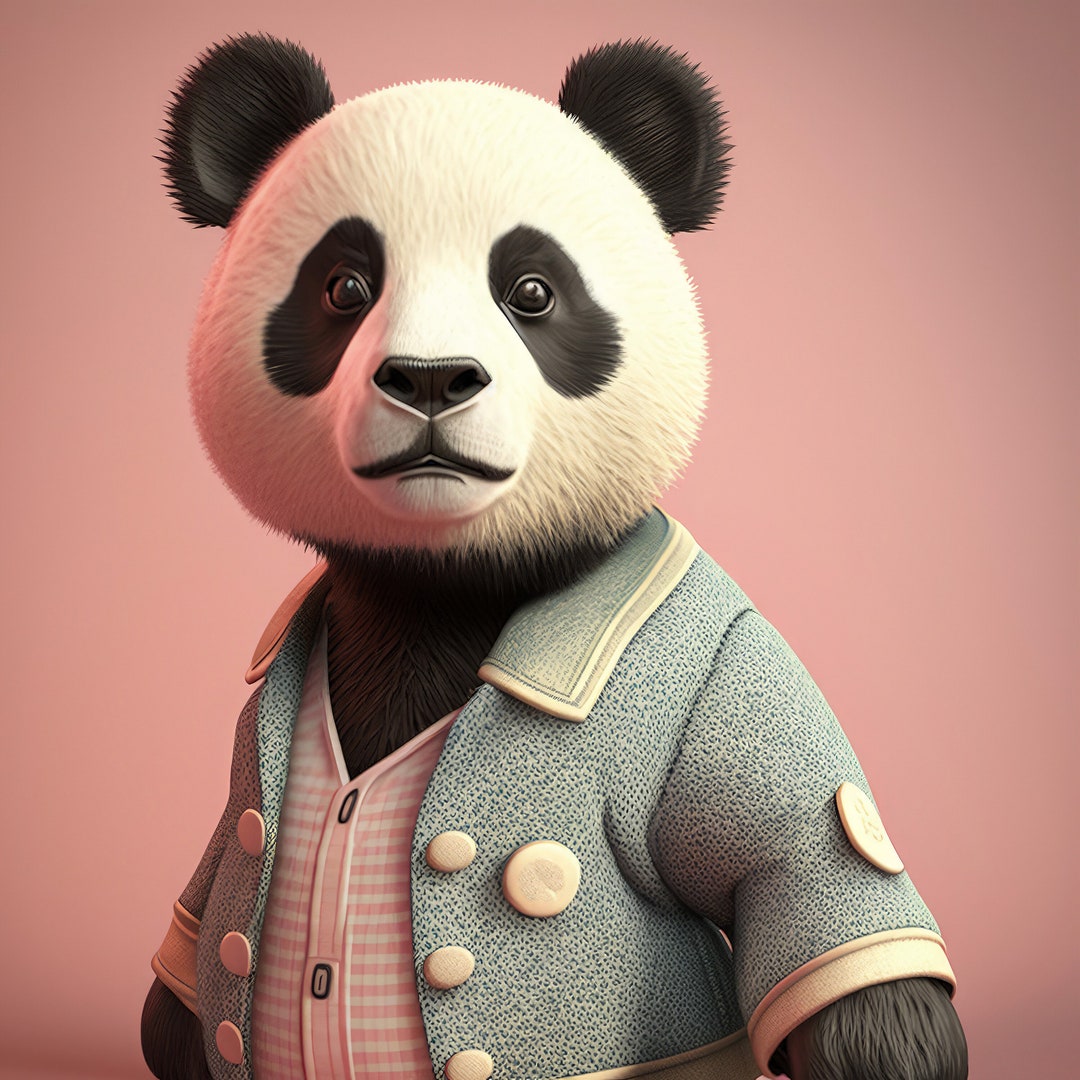 Retro Panda With WTF Look in 70s Look and Feel Pastel Colors Digital ...