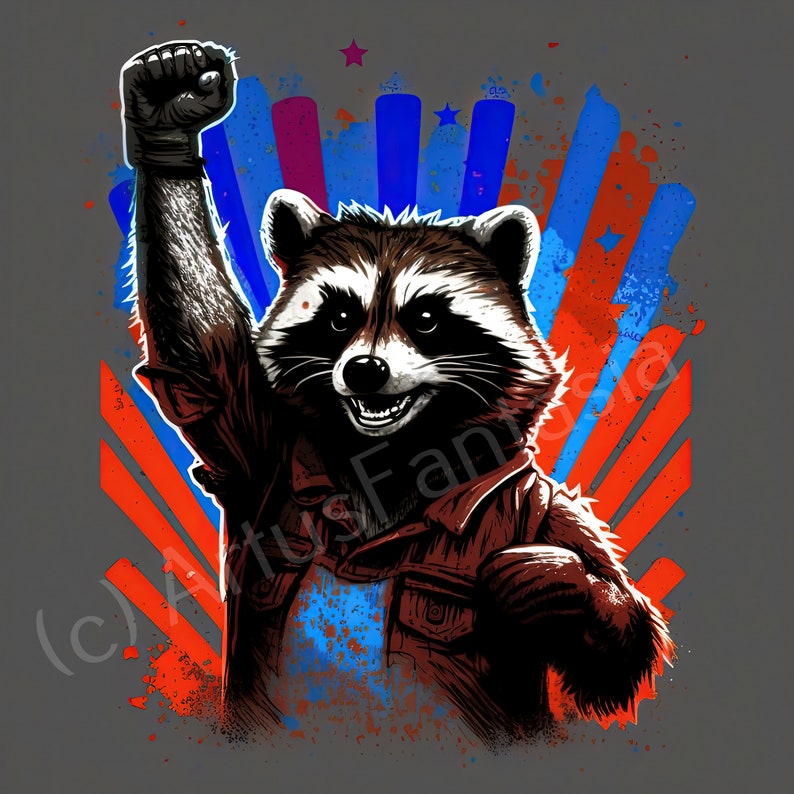 Raccoon Fighter - 6 Clip Art - Commercial Use - Fighter Raccoon Design ...