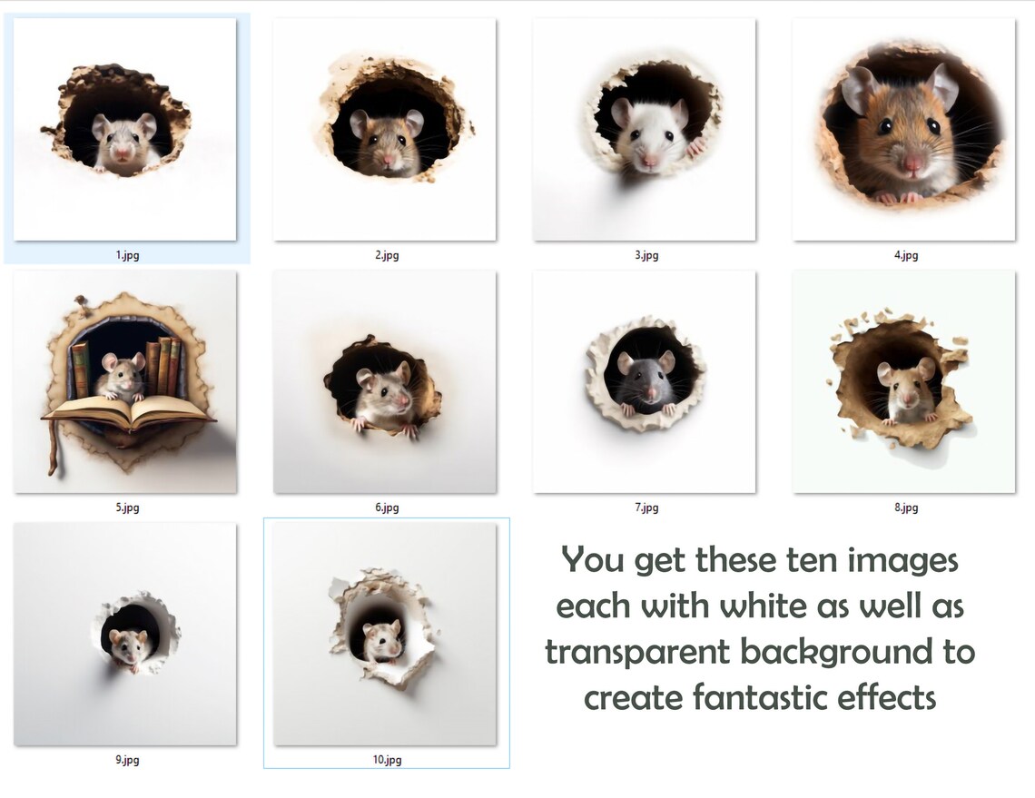Realistic Mouse in Mouse Hole Clip Art for Wall Decal Sticker Book ...