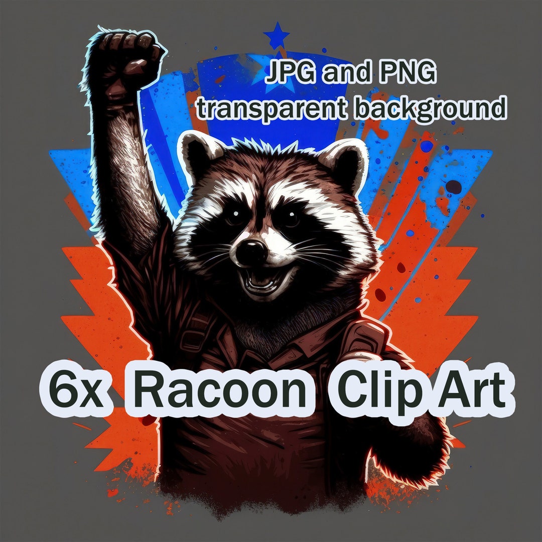 Raccoon Fighter - 6 Clip Art - Commercial Use - Fighter Raccoon Design ...