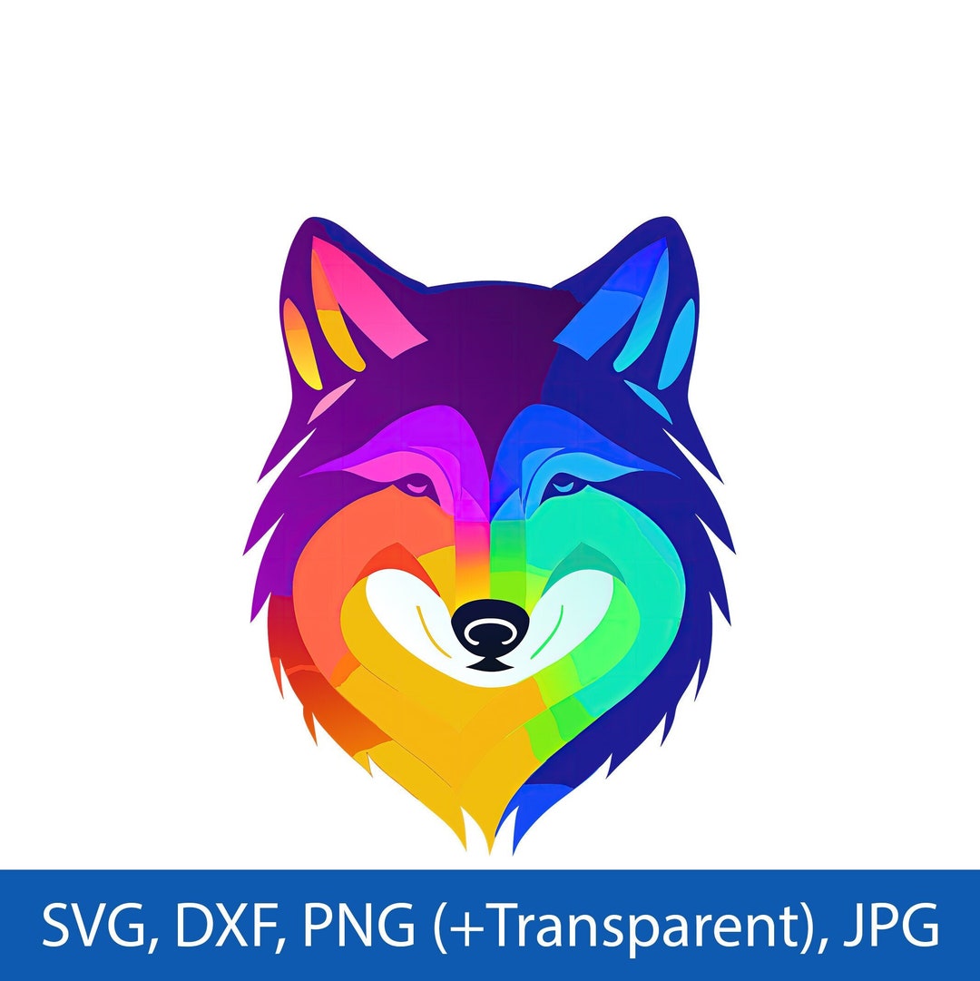 LGBTQ Wolf Wolf Head Svg Dxf Png Jpg Vector Rainbow Wolf CSD Wolf Pride ...