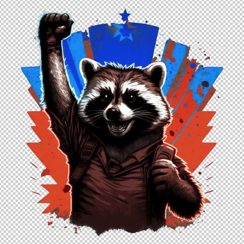 Raccoon Fighter - 6 Clip Art - Commercial Use - Fighter Raccoon Design ...