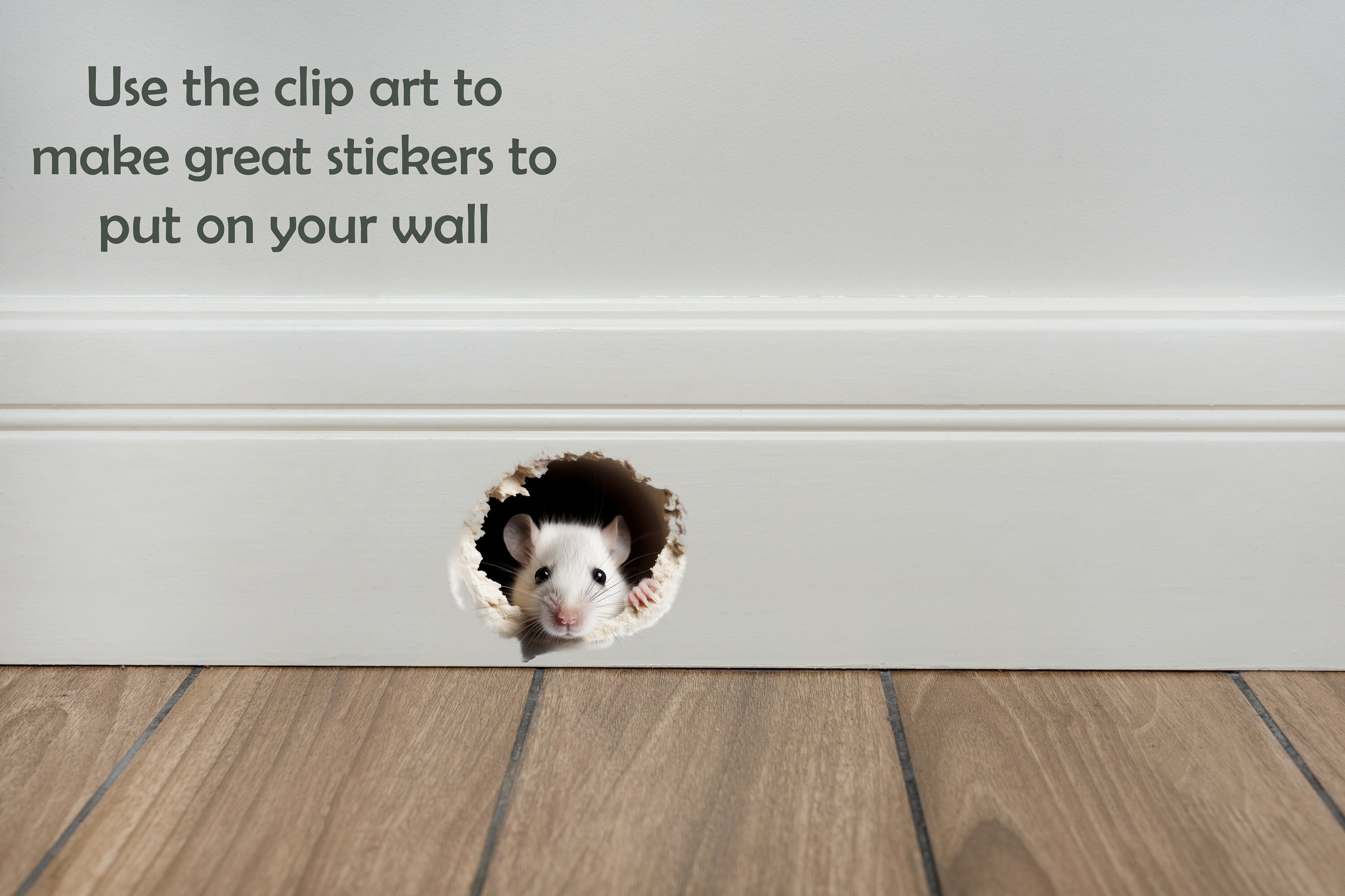 Realistic Mouse in Mouse Hole Clip Art for Wall Decal Sticker Book ...