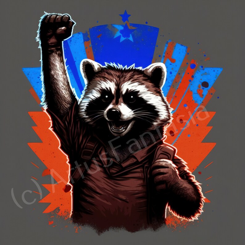 Raccoon Fighter - 6 Clip Art - Commercial Use - Fighter Raccoon Design ...