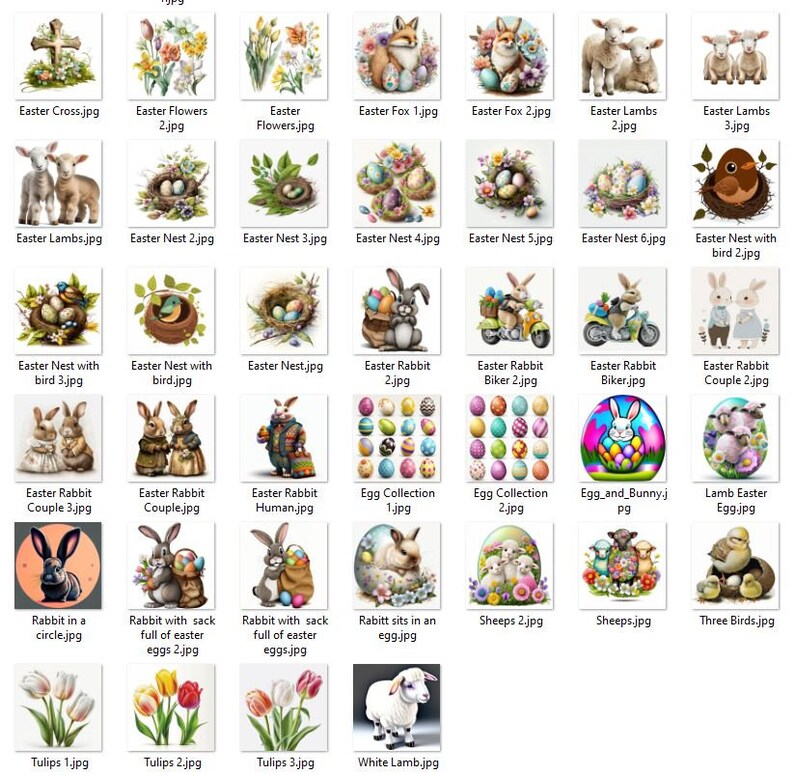 Easter Clipart Bundle Collection:74 Designs - Chick Clipart,easter Eggs ...